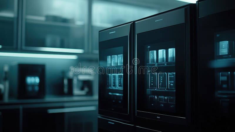 Modern, Futuristic Kitchen Appliances with Interactive Displays Stock ...