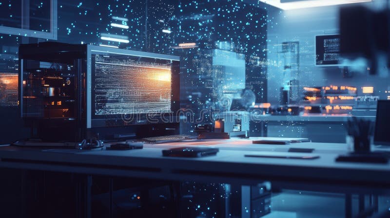 Modern Futuristic Laboratory Showing Programming Code Computer Screen Stock Photos - Free ...