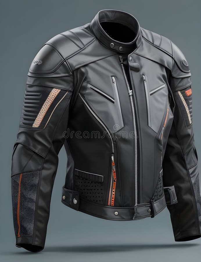 Modern Futuristic Motor Cycle Leather Jacket or Jersey with Zipper in a ...