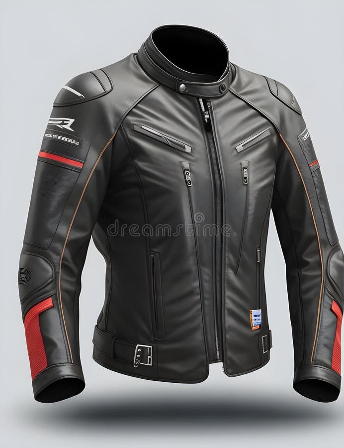 Modern Futuristic Motor Cycle Leather Jacket or Jersey with Zipper in a ...
