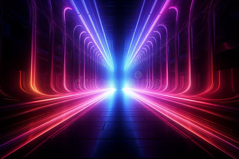 Modern Futuristic Neon Light Abstract Background and Panoramic High ...