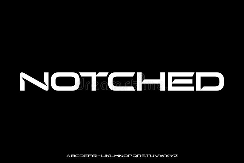 Modern Futuristic Notched Alphabet Display Font Vector. Wide Technology ... Modern Futuristic Notched Alphabet Display Font Vector. Wide Technology ...