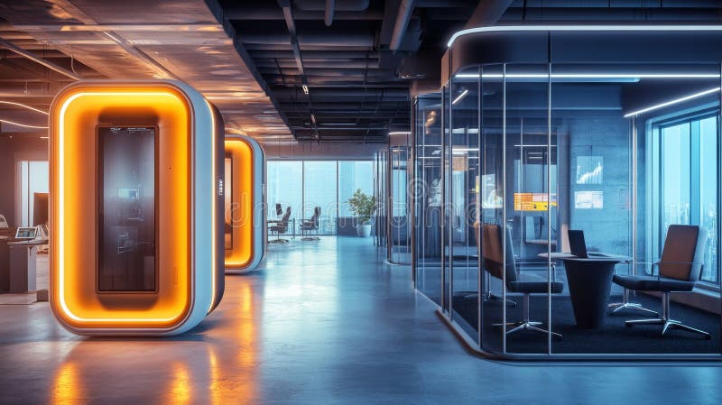 Modern Futuristic Office Layout with Mobile Workstations and Design ...