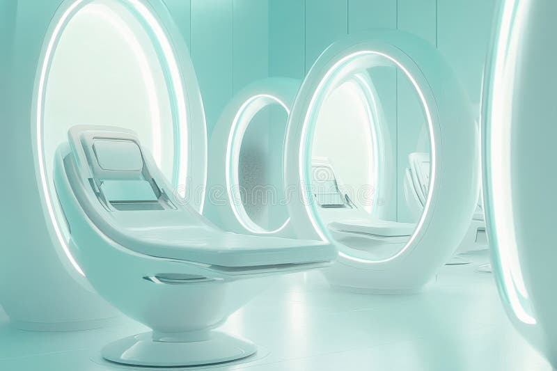 Modern Futuristic Relaxation Pods Serene Spa Environment Stock Photos ...