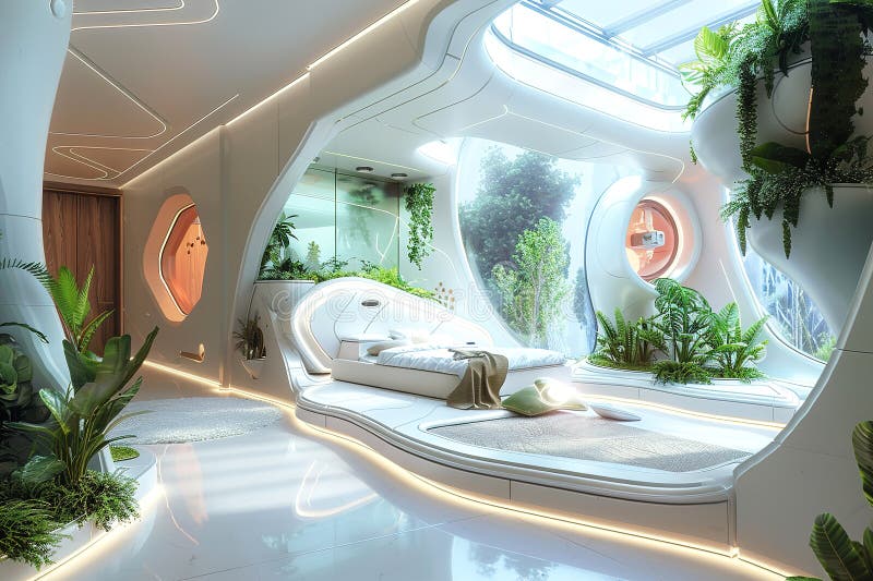 Modern Futuristic Room with Nature Integration and Innovative Interior ...