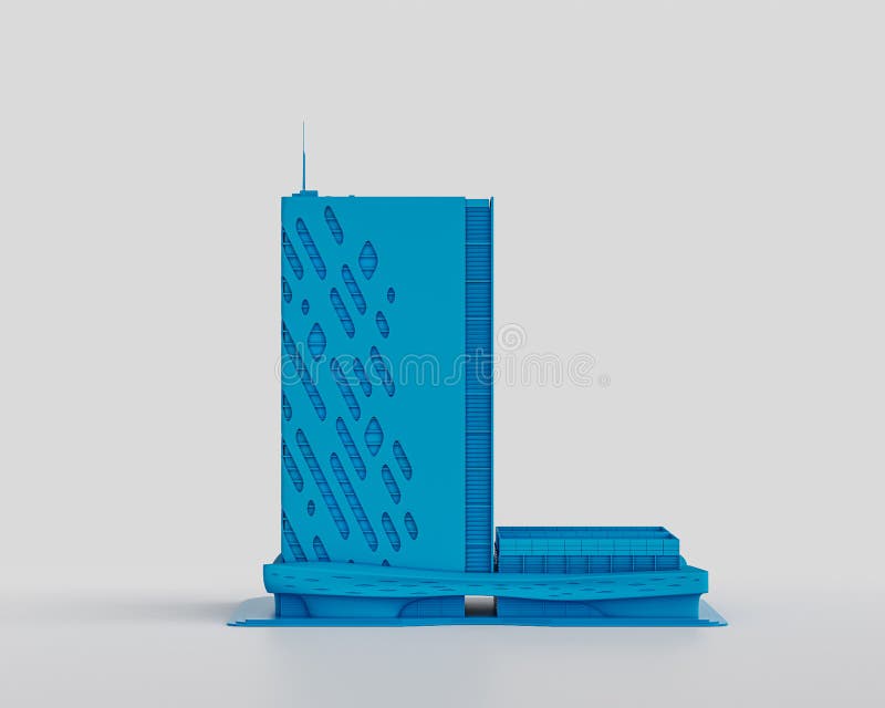 Modern Futuristic Skyscraper. Architectural Tall Structure Isolated, 3d ... Modern Futuristic Skyscraper. Architectural Tall Structure Isolated, 3d ...