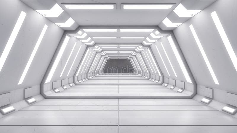 Modern and Futuristic Spaceship Corridor Stock Photo - Image of ...