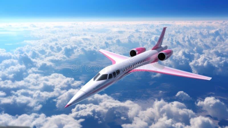 Modern Futuristic Supersonic Passenger Jet Over Clouds Stock Photo ...