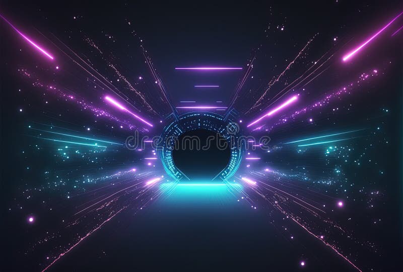 Modern Futuristic Tunnel Tech Background with Neon Glow Stock Image ...