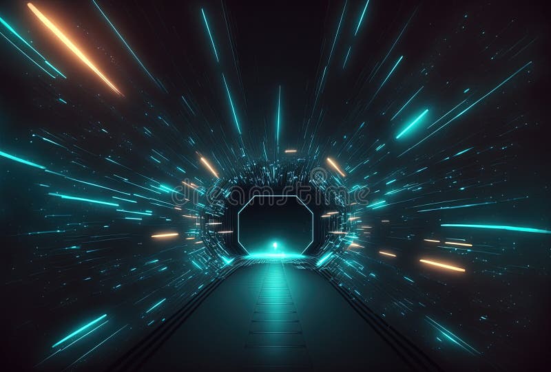 Modern Futuristic Tunnel Tech Background with Neon Glow Stock Image ...