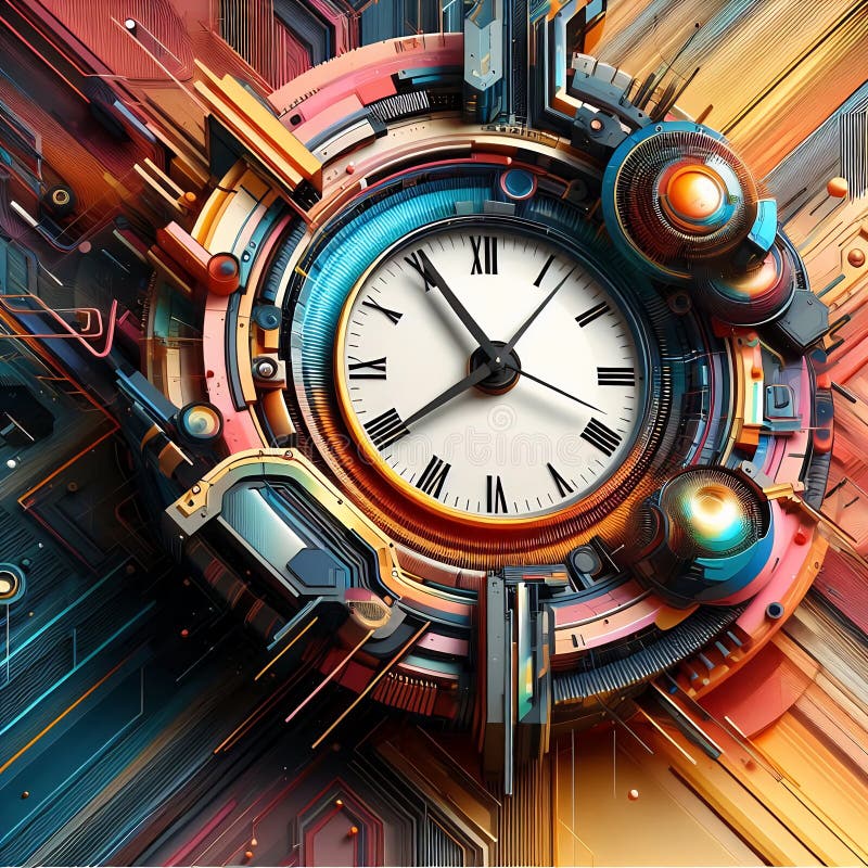 A Modern and Futuristic Wall Clock with an Abstract and Colorful Design ...