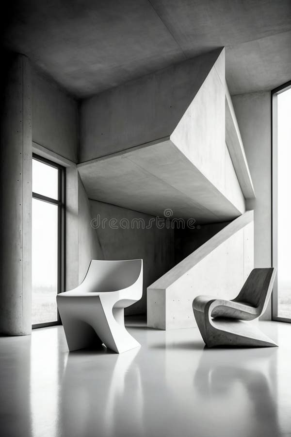 Modern Futuristic White Interior Design Stock Illustration ...
