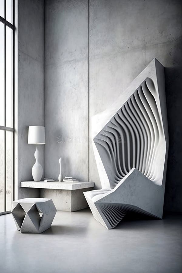 Modern Futuristic White Interior Design Stock Illustration ...