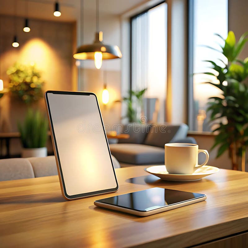 Modern Gadget Mockup on Minimalist Tabletop with Soft Lighting and ...