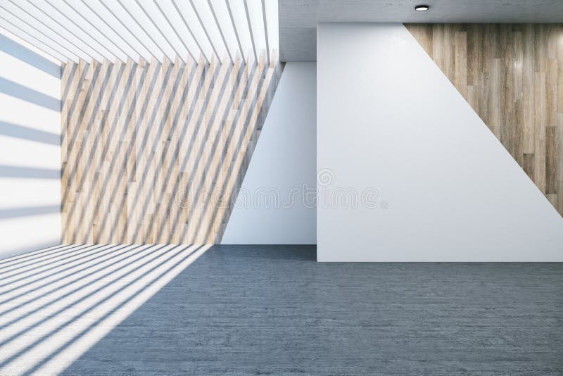 Modern Gallery Hall with Empty Wall Stock Illustration - Illustration ...