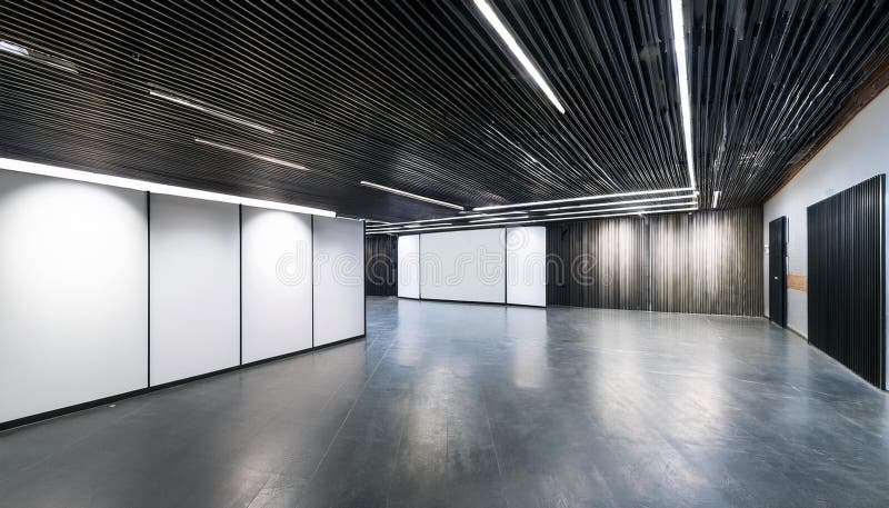 Modern Gallery Interior with Blank Partition Walls for Exhibition ...