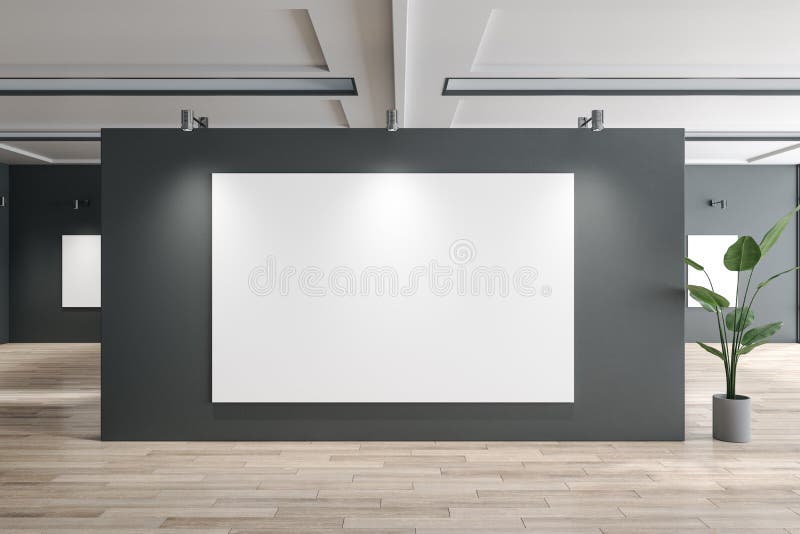 Modern Gallery Interior with Empty White Posters, Mock Up Place and ...
