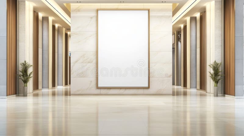 Modern Gallery Interior Featuring a Large Empty Frame, Elegant Decor ...