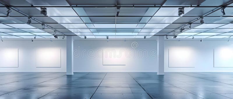 Modern Gallery Interior with Spotlight Lighting Design. Concept Gallery ...