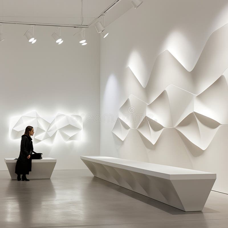 A Modern Gallery Space with 3D Sculptural Wall Installations Stock ...