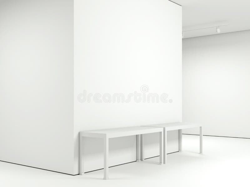Modern Gallery with Two Empty Tables. 3d Rendering Stock Photo - Image ...