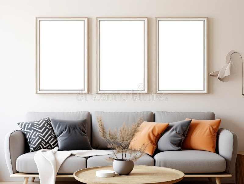 Modern Gallery Wall Poster Frames Mockup Illustration Stock Illustration - Illustration of ...
