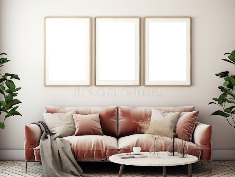 Modern Gallery Wall Poster Frames Mockup Illustration Stock ...