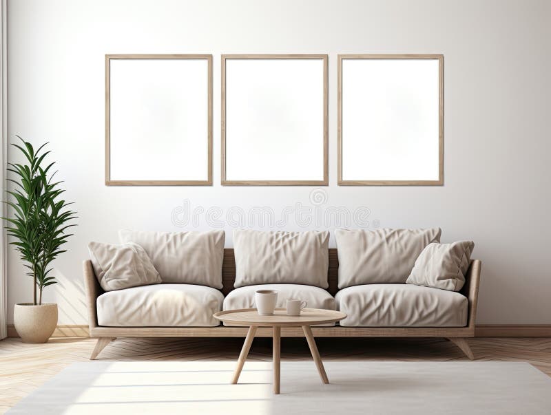 Modern Gallery Wall Poster Frames Mockup Illustration Stock ...