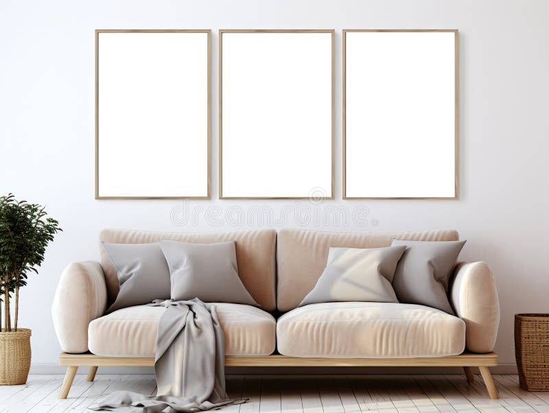 Modern Gallery Wall Poster Frames Mockup Illustration Stock ...