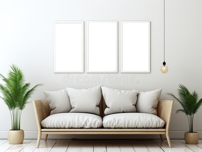 Modern Gallery Wall Poster Frames Mockup Illustration Stock ...