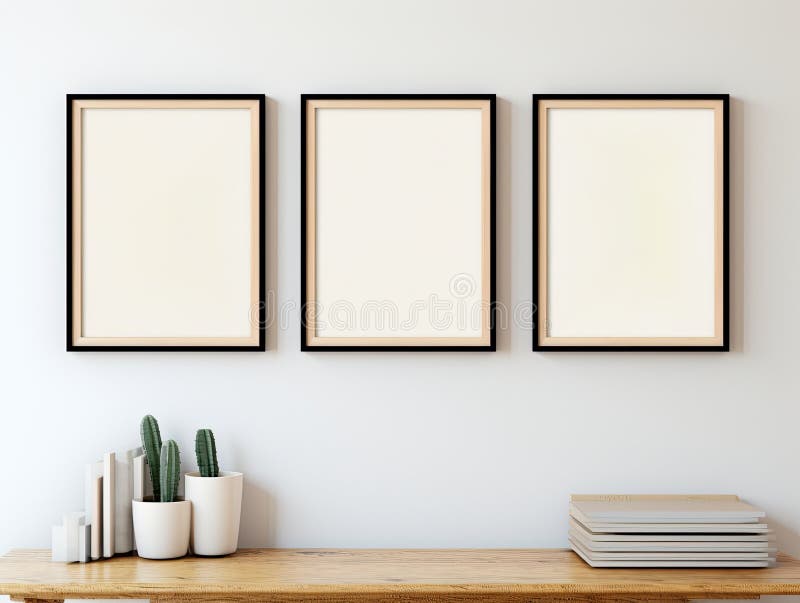 Modern Gallery Wall Poster Frames Mockup Illustration Stock ...