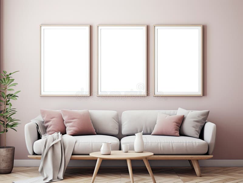 Modern Gallery Wall Poster Frames Mockup Illustration Stock ...