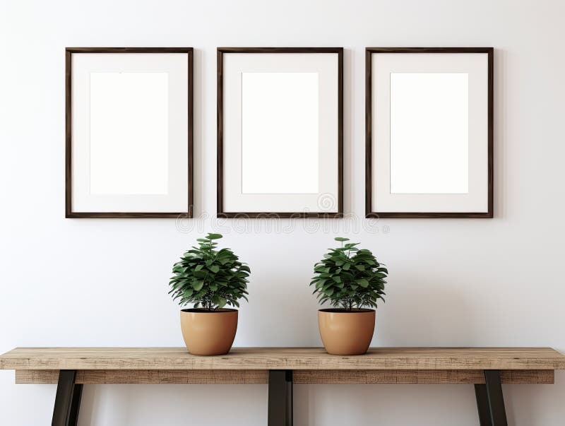 Modern Gallery Wall Poster Frames Mockup Illustration Stock ...
