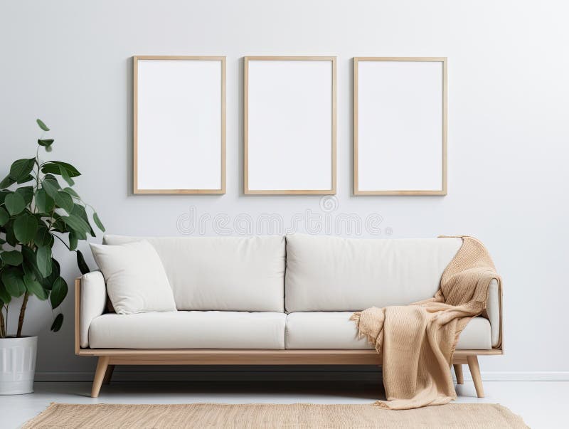 Modern Gallery Wall Poster Frames Mockup Illustration Stock ...