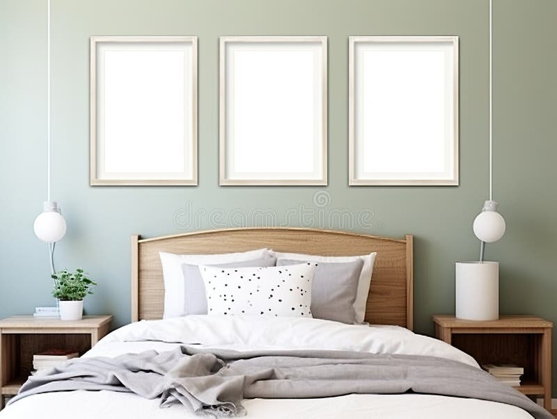 Modern Gallery Wall Poster Frames Mockup Illustration Stock Image - Image of displaying, mockup ...