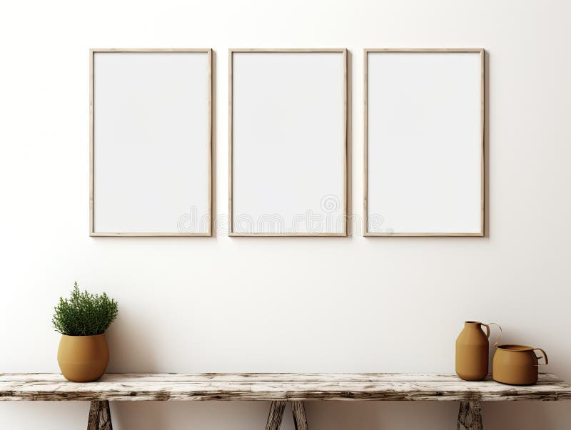 Modern Gallery Wall Poster Frames Mockup Illustration Stock ...