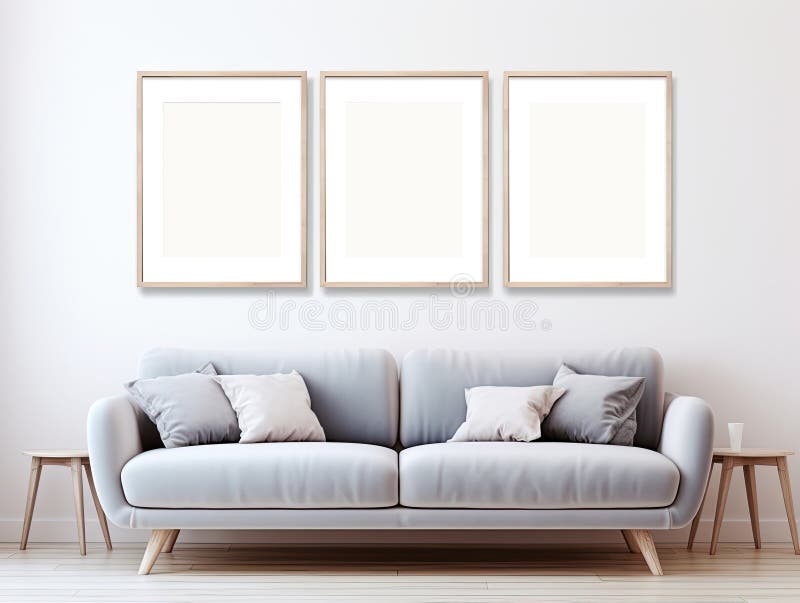 Modern Gallery Wall Poster Frames Mockup Illustration Stock ...
