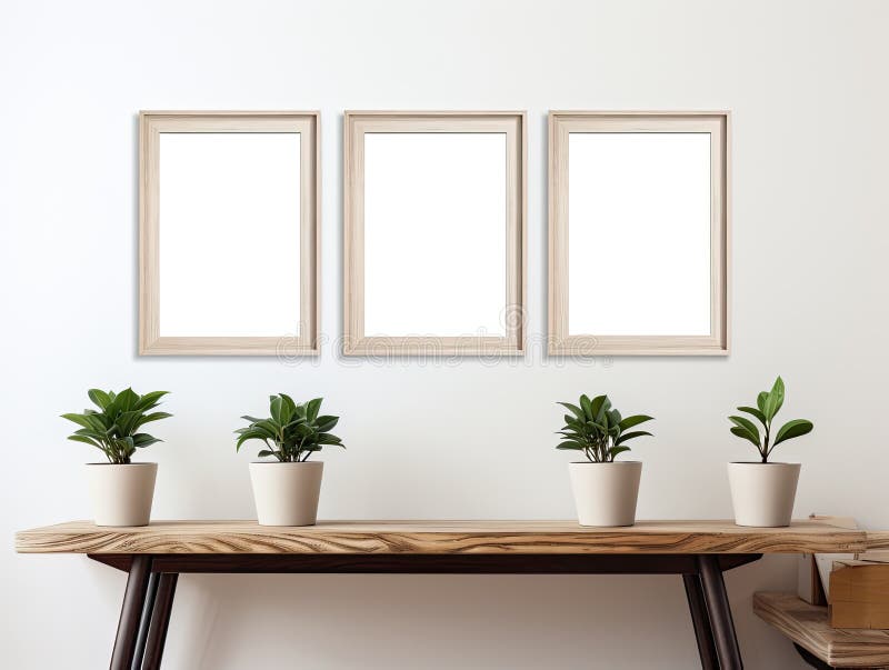 Modern Gallery Wall Poster Frames Mockup Illustration Stock ...