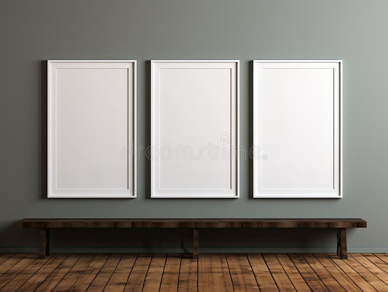 Modern Gallery Wall Poster Frames Mockup Illustration Stock ...
