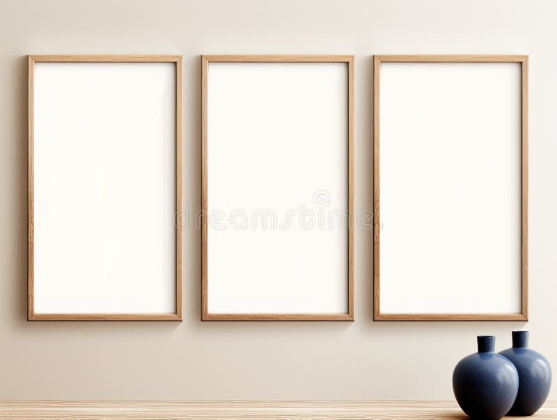 Modern Gallery Wall Poster Frames Mockup Illustration Stock Image ...