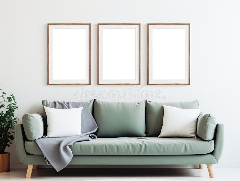 Modern Gallery Wall Poster Frames Mockup Illustration Stock ...