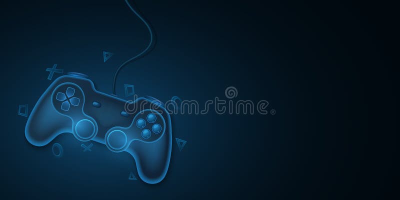 Modern Game Pad with Wire for Video Games. Blue, 3d Joystick for Game ...