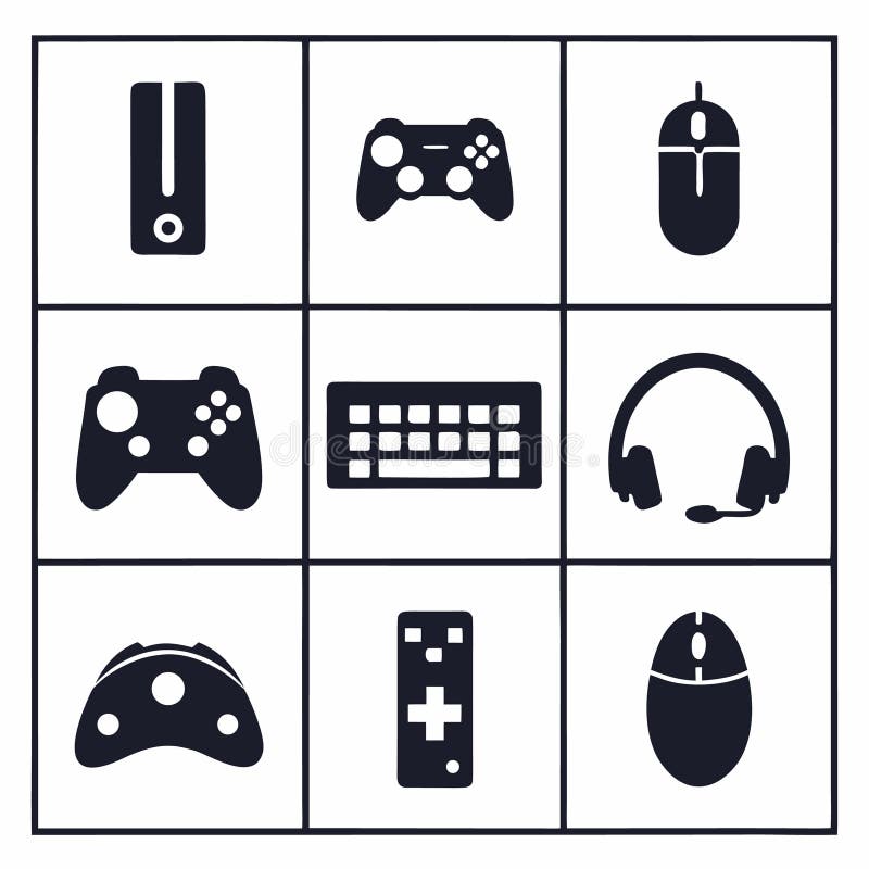 Collection of Modern Gaming Accessories and Devices Icons for Digital ...