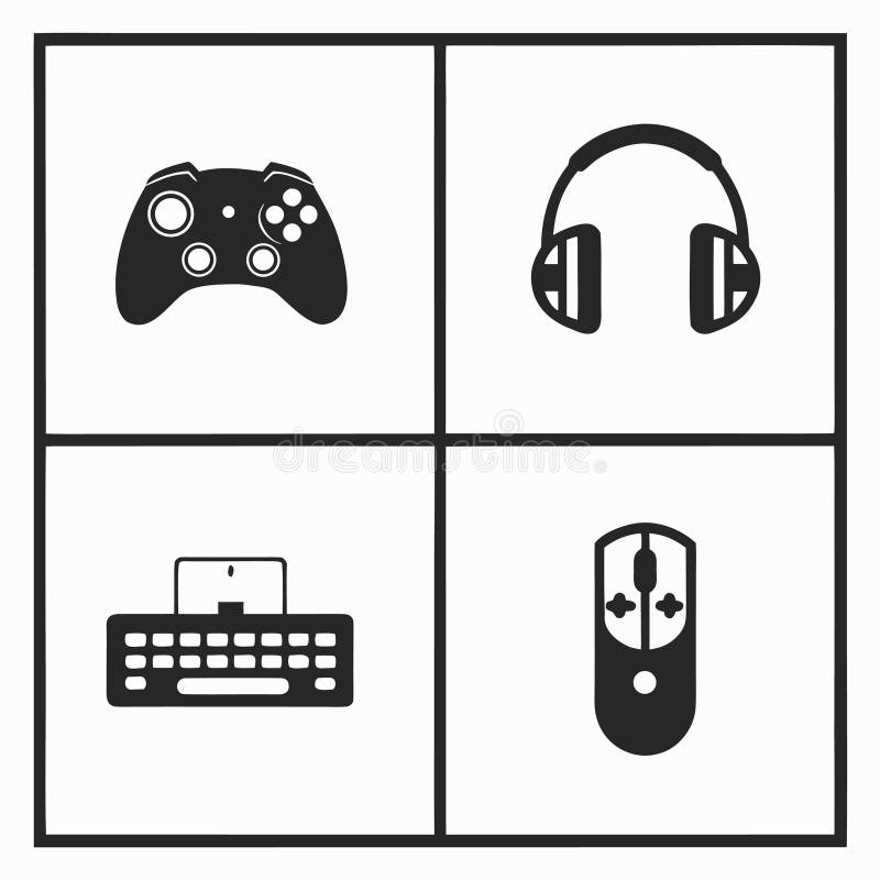 Collection of Modern Gaming Accessories and Devices Icons for Digital ...