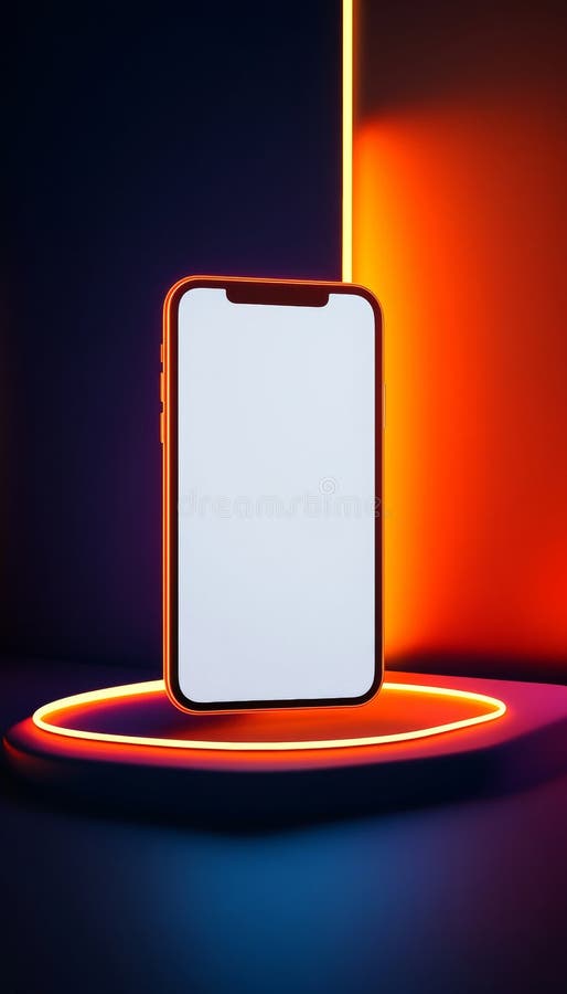 Modern Gaming Aesthetic Smartphone with White Screen on Dark Blue and ...