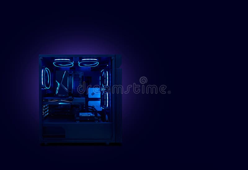 Modern Gaming Computer with Cooling and LED Illumination Stock Photo ...