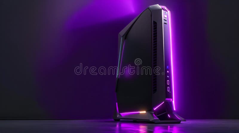 Modern Gaming Computer with Glowing Purple Led Lighting Stock Footage ...