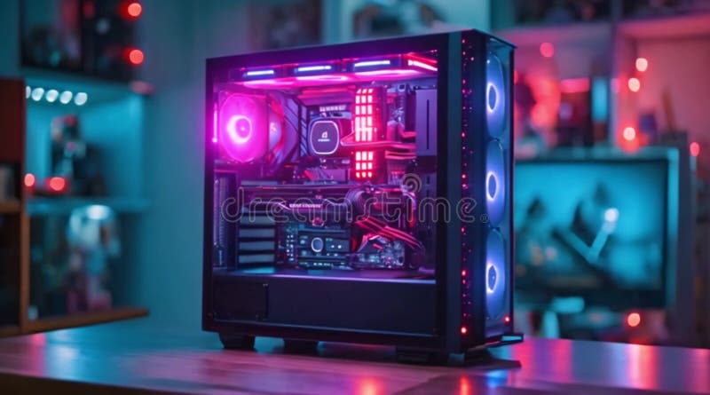 Modern Gaming Computer with Lights, Modern Electronics Concept Stock ...