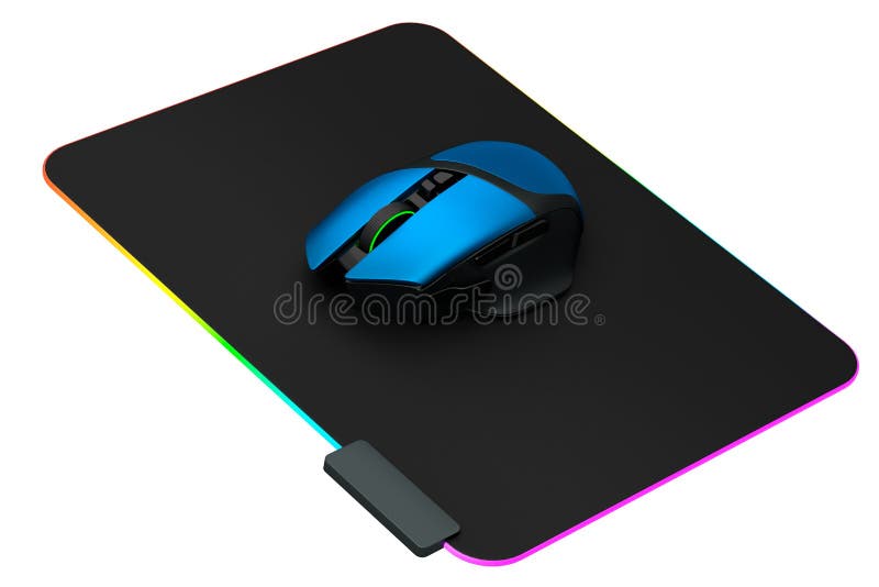 Modern Gaming Computer Mouse on Professional Pad on White Background ...