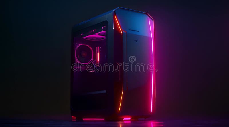 Modern Gaming Computer with Pink Led Lights Stock Footage - Video of ...